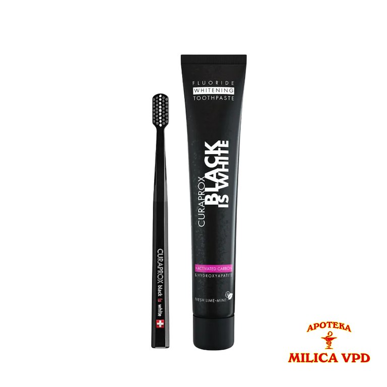 Curaprox Black is White 90 ml pasta za zube + četkica SET
