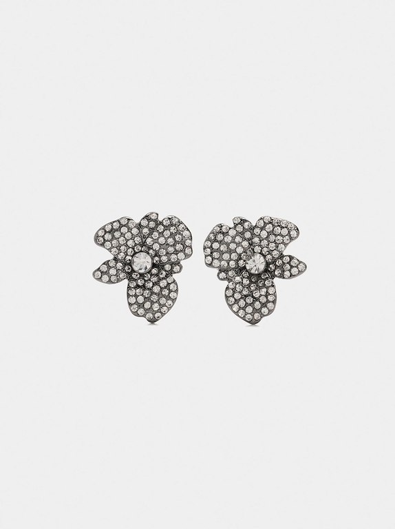 FLOWER EARRINGS WITH CRYSTALS