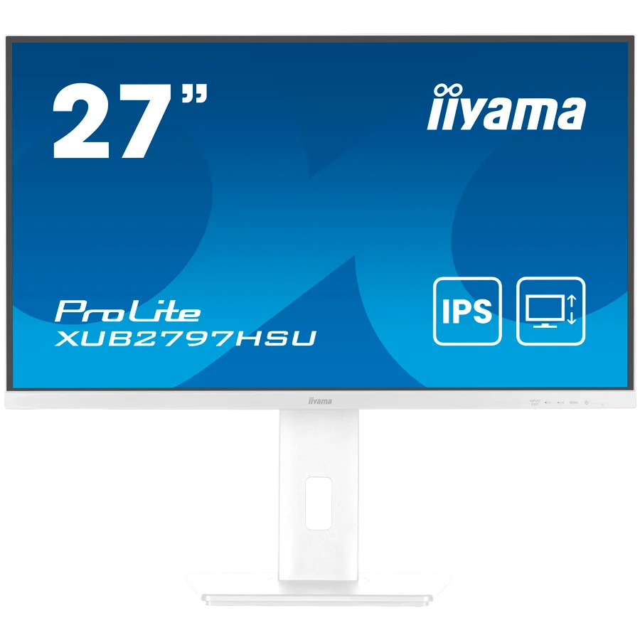 27″ WHITE IPS-panel, 1920×1080@100Hz, 300cd/m2, 15cm Height Adj. Stand, Speakers, HDMI, DisplayPort, 1ms (MPRT), USB 2×2.0, dual monitor setup with XUB2797HSN-W2