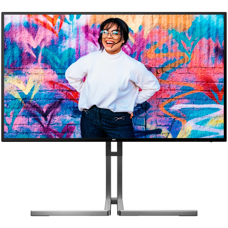 AOC Monitor LED U27U3CV Business 27“ 4H, Nano IPS, 3840×2160, 60Hz, 1300:1, 4ms, HDR400, 2xHDMI, 1xDP, USB-C 96W, USB hub, KVM, LAN RJ45, Speakers, Full Ergonomic, 3y