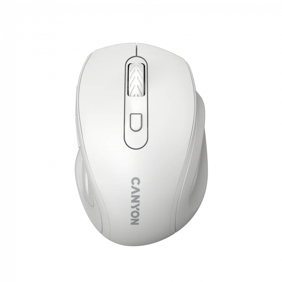 Canyon 6 buttons wireless 2.4Ghz mouse, MX8650A Sensor, DPI up to 1600,Injection case, 3 M life times left and right switches, 2xAAA battery, ABS material, Size: 105x71x40mm, Weight: 59g, white