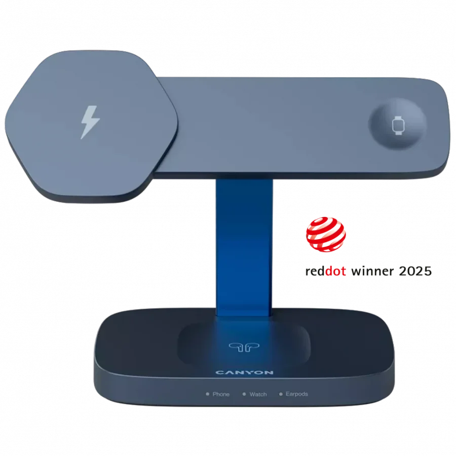 CANYON wireless charger HEXAGON WCS-310 3in1 DarkGrey/Blue