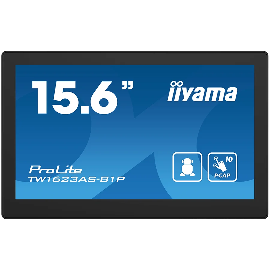 IIYAMA Monitor Android 24/7 TW1623AS-B1P 15.6” Full HD PCAP 10pt touch screen with POE 1920 x 1080 16:9 450 cd/m² 30ms projective capacitive Android 13 BT