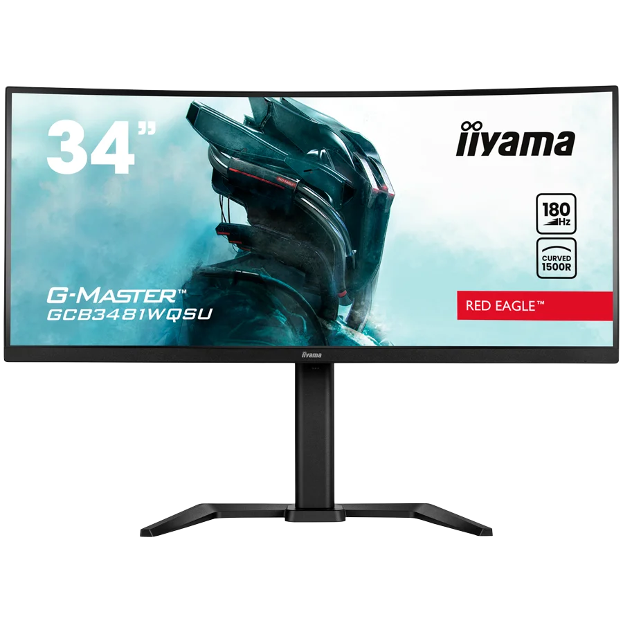 IIYAMA Monitor GCB3481WQSU-B1 Gaming 34″ VA Curved 3440 x 1440 @180Hz 21:9 420 cd/m² 4000:1 0.4ms 2xHDMI USB Hub height, tilt
