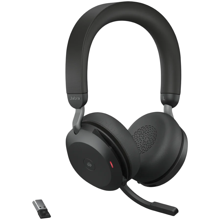 JABRA EVOLVE2 75, Link390a MS Stereo Black, EVOLVE2 75 headset Black MS, Link 380 BT adapter USB-A MS,1.2m USB-C to USB-A cable, carry pouch, warranty and warning (safety leaflets)