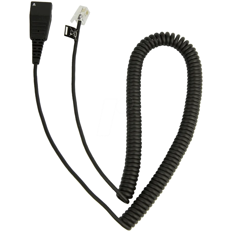 JABRA QD Cord to RJ10, coiled, 0,5 – 2 meters, for Lucent Callmaster V, VI, Cisco 79xx and PLX A22
