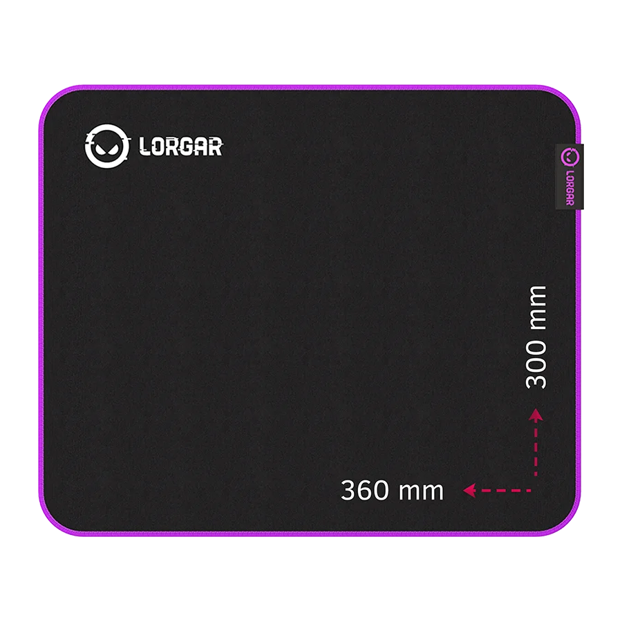 Lorgar Main 313, Gaming mouse pad, High-speed surface, Purple anti-slip rubber base, size: 360mm x 300mm x 3mm, weight 0.195kg