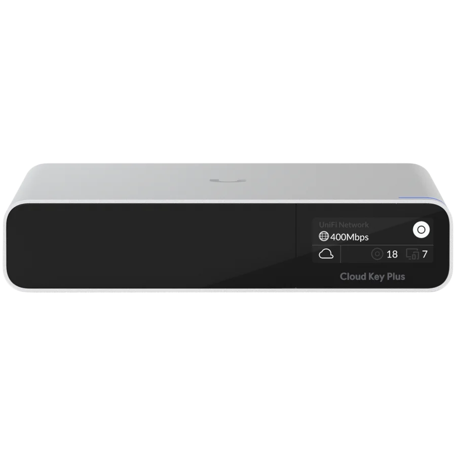 UBIQUITI CloudKey+; Pre-installed 1TB HDD; Connect and power using PoE; Optional USB-C power with Quick Charge 2.0/3.0 compliant adapter only; Includes full UniFi application suite for device mana...