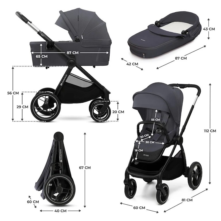 KINDERKRAFT KOLICA ZA BEBE 2U1 NEA 2 DEEP GREY