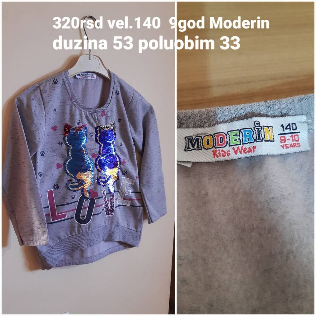 Dečja dukserica Modern Kids Wear, veličina 140 (za 9–10 godina). Siva