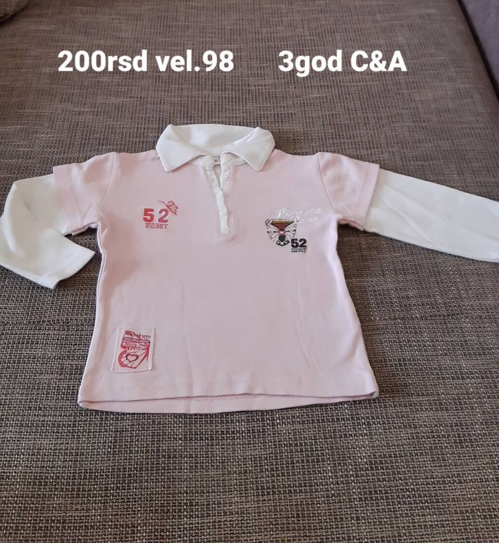 Dečija roze polo majica dugih rukava marke C&A, veličine 98
