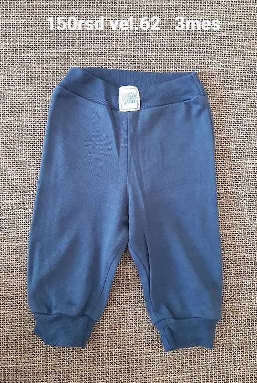 Bebine pantalone – Pom Pom brend. Tamnoplave, mekane i rastegljive, sa