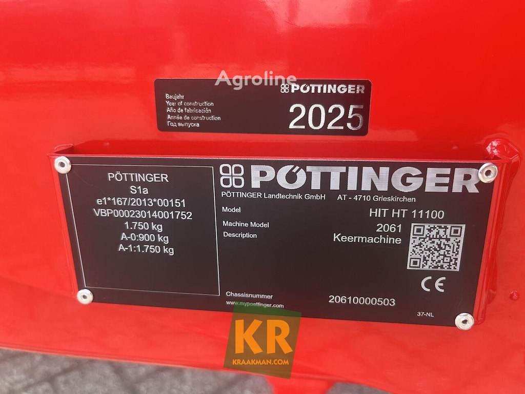 Novi Pöttinger HIT HT 11100 prevrtač sena