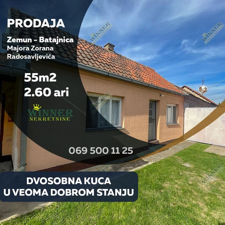 Kuća Na Prodaju – Batajnica Centar, 55m², dvorište 2. 6 ari ID#1406