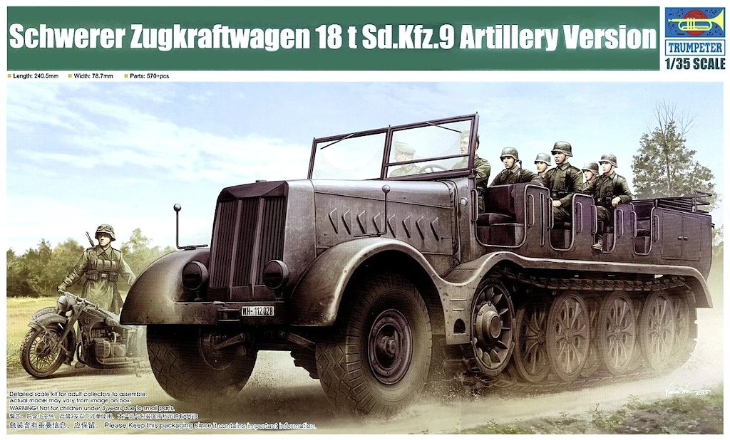 TRUMPETER 1/35 Schwerer Zugkraftwagen 18to Sd.Kfz. 9 Artillery Version