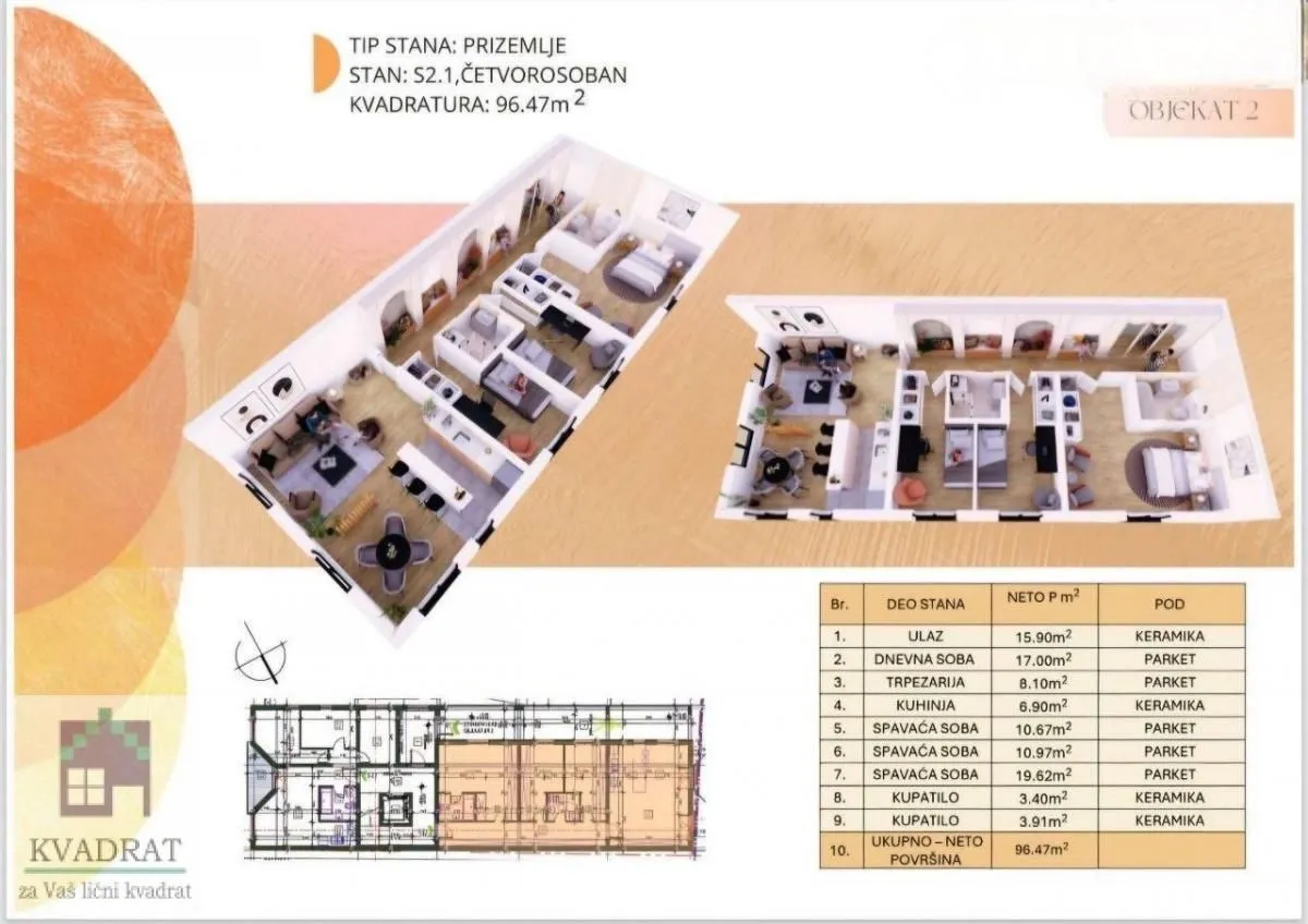 Prodaja, trosoban stan, 96m², Obrenovac, Beograd