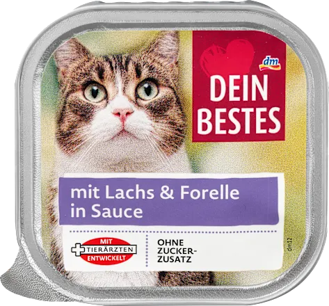 DEIN BESTES
Kompletna hrana za mačke - losos i pastrmka u sosu, 100 g
Kompletna hrana za životinje