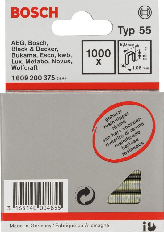 Bosch spajalica sa uskim leđima tip 55 obložena smolom 6 x 1,08 x 28 mm - 1609200375