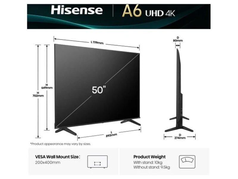 TV LED UHD SMART 4K HISENSE 50A6Q