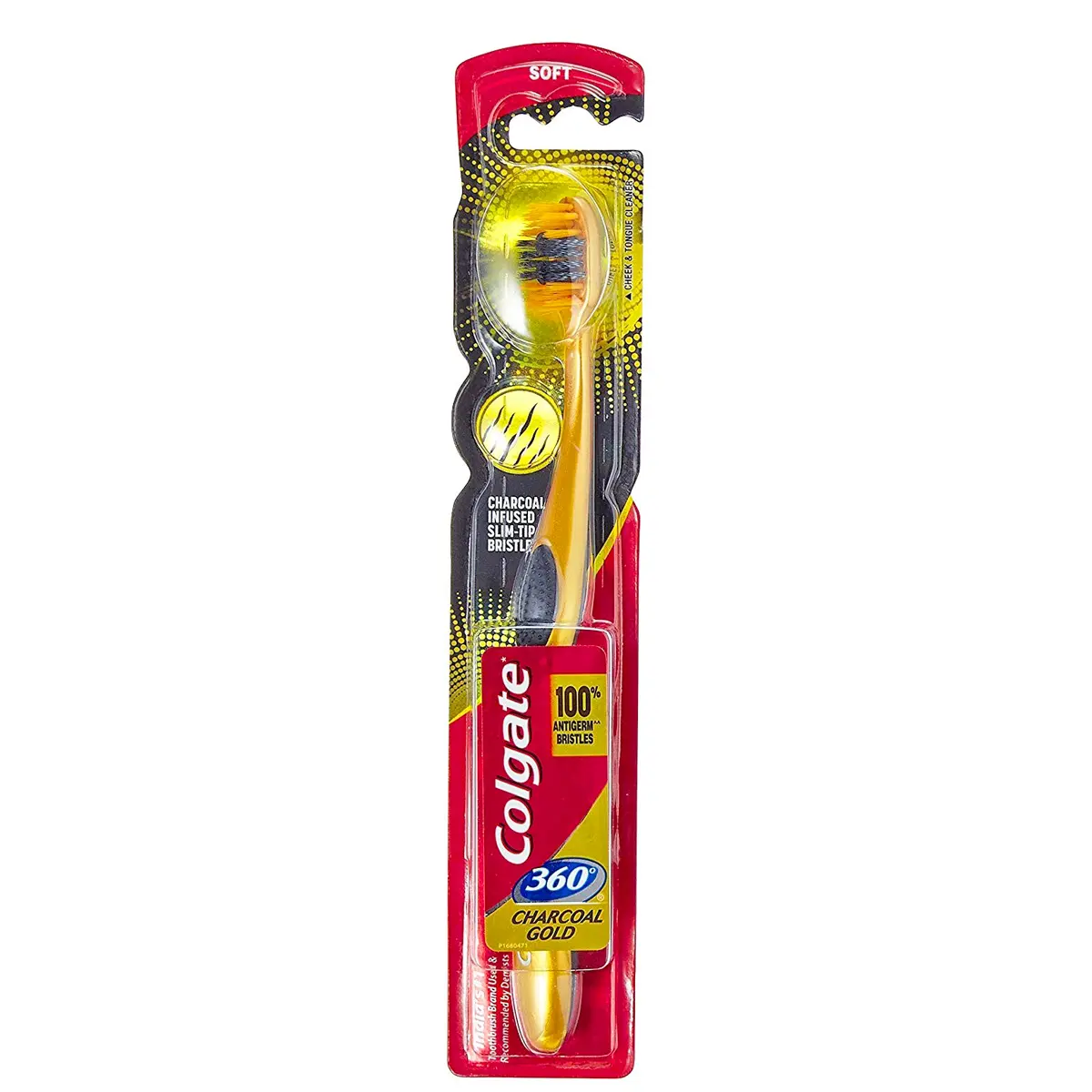 COLGATE Četkica za zube 360 Charcoal Gold narandžasto-crna 120026