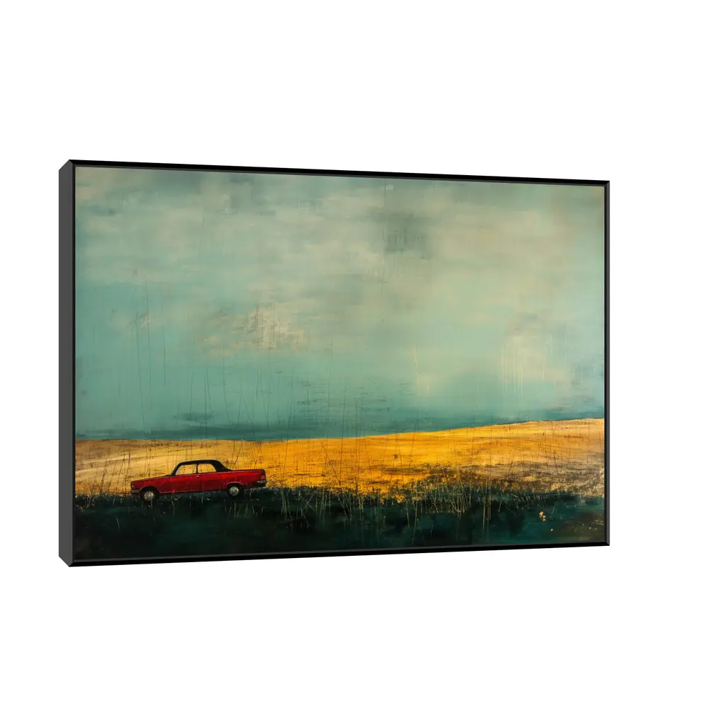 Canvas Slika na platnu Crveni automobil, 150x100cm, Sa ramom, Crni