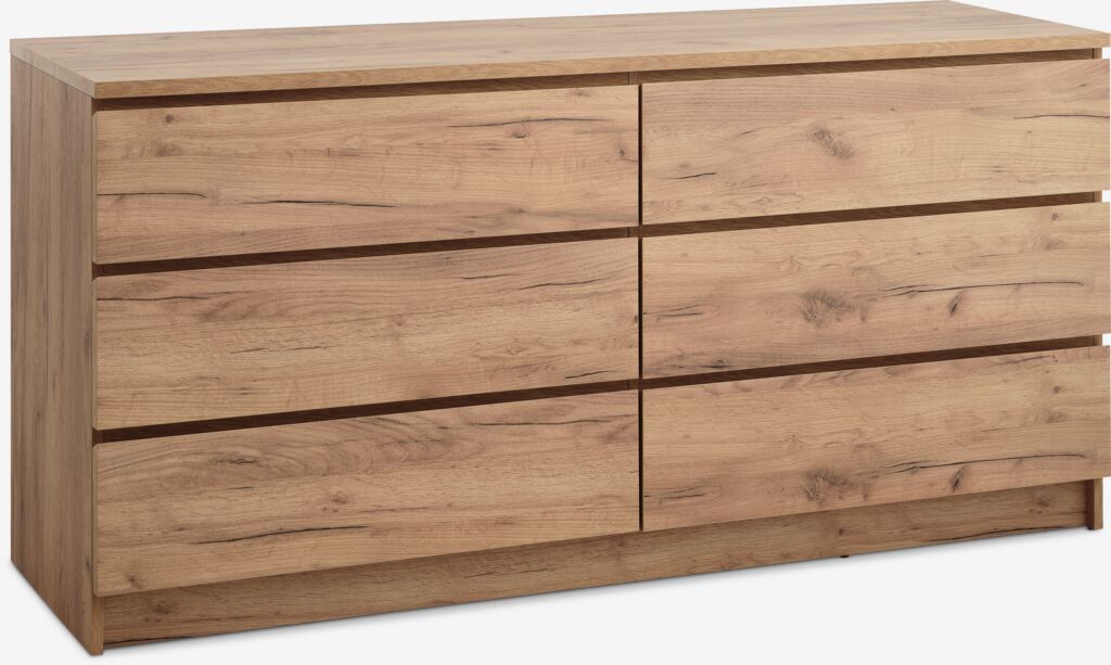 Komoda 3+3 fioke LIMFJORDEN divlji natur hrast boja