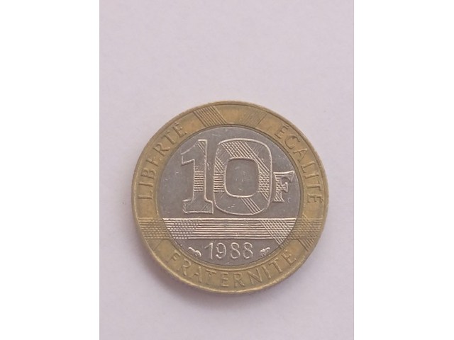 10 Franaka - Francs - 1988.g - Francuska - Bimetal -