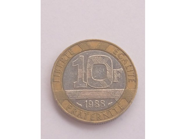 10 Franaka - Francs - 1988.g - Francuska - Bimetal -