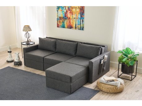 Atelier del Sofa Ugaona sofa-krevet Saros Anthracite