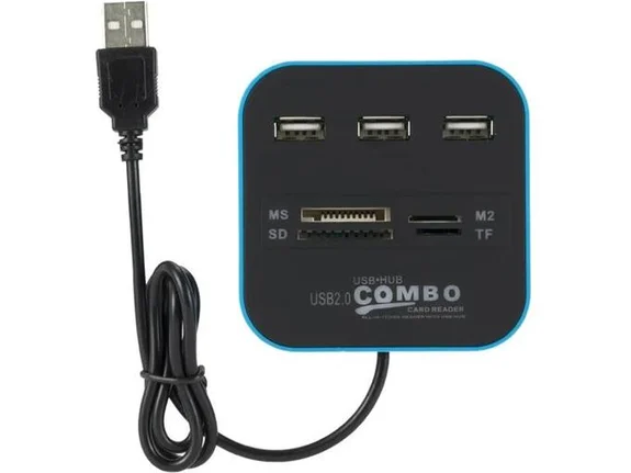 USB hub I citac kartica 2u1 JWD-U35 plavi
