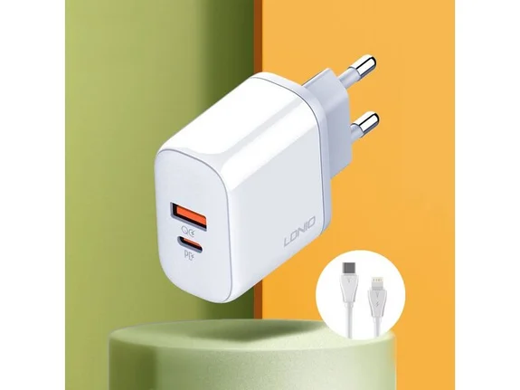 Kućni punjač LDNIO A2526C PD, QC4+, QC3.0, PPS 45W Type C na Lightning