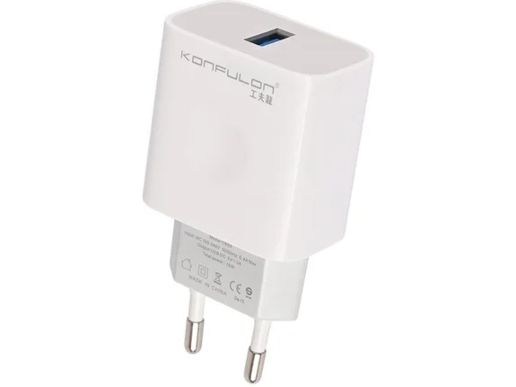 Kućni punjač KONFULON C69A+DC05 QC 15W, USB na iPhone lightning beli 1m