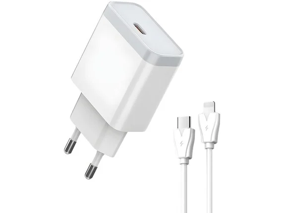 Kućni punjač LDNIO Q122 PPS PD, 27W sa Type C na iPhone lightning kablom beli