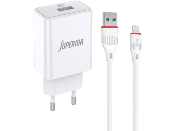 Kućni punjač Superior SU-P101 Fast QC3.0 18W 3A Lightning beli