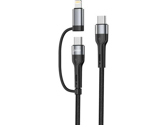 USB data kabal Superior SU-K106 2in1 Type-C na Type-C/Lightning 1m crni