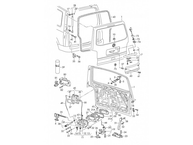 Transporter T5 Brava Gepek Vrata 1 Vrata 03-15,NOVO