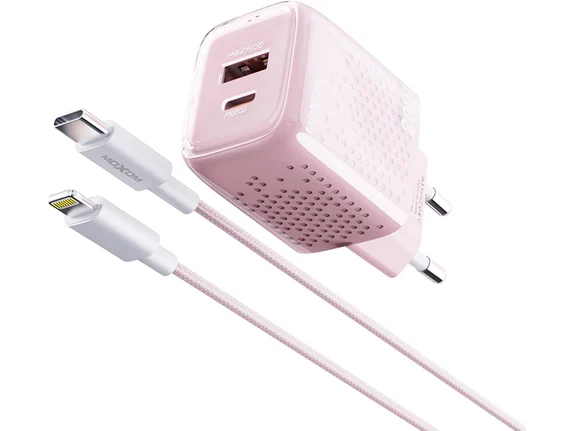 Kućni punjač Moxom MX-HC206 18W FAST PD 20W Type C na lightning pink