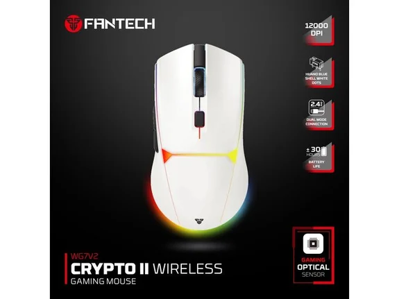 Miš Wireless Gaming Fantech WG7V2 Crypto II beli
