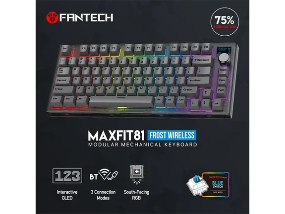 Tastatura mehanička Gaming Fantech MK910 RGB PBT Maxfit81 Frost Wireless crna (blue switch)