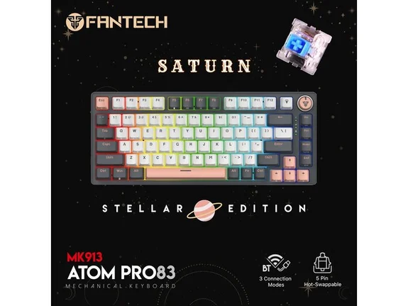 Tastatura mehanička Gaming Fantech MK913 RGB Atom PRO83 Wireless Saturn (blue switch)