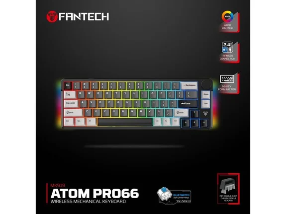 Tastatura mehanička Gaming Fantech MK919 Atom PRO66 crna (Blue switch)