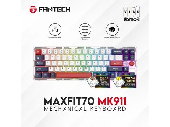 Fantech Tastatura mehanička Gaming MK911 RGB Vibe Maxfit 70 London Tour Wireless (Yellow switch)