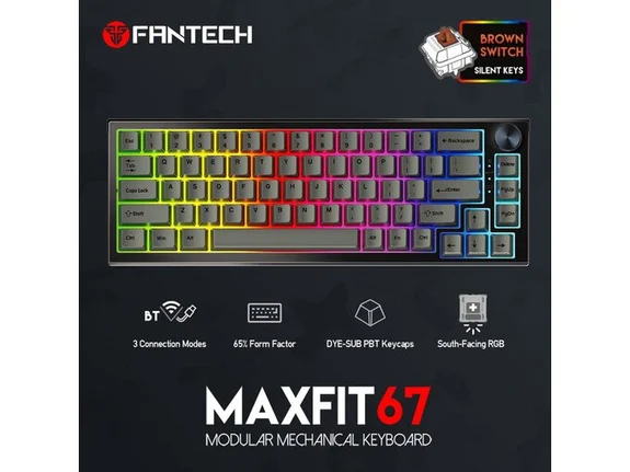 Tastatura mehanička Gaming Fantech MK858 RGB Maxfit67 crna (brown switch)