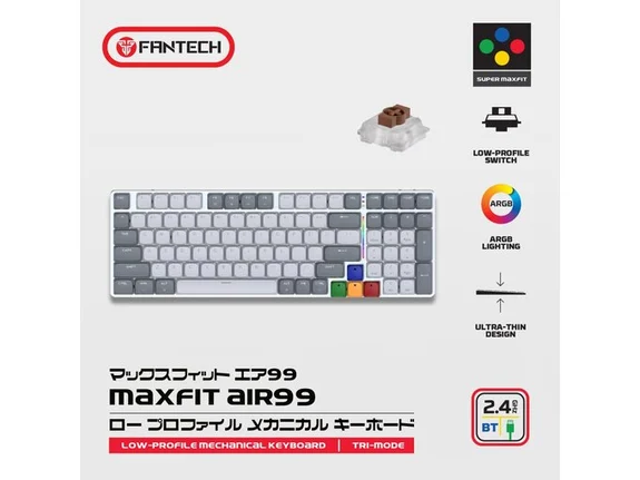 Tastatura mehanička Gaming Fantech MK916 RGB Maxfit AIR99 Wireless grey (brown switch)