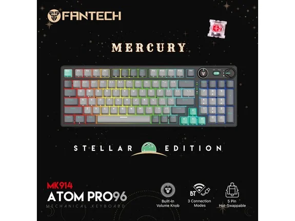 Tastatura mehanička Gaming Fantech MK914 RGB Atom PRO96 Wireless Mercury (red switch)