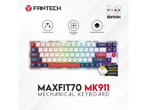 Tastatura mehanička Gaming Fantech MK911 RGB Vibe Maxfit 70 London Tour Wireless (Yellow switch)
