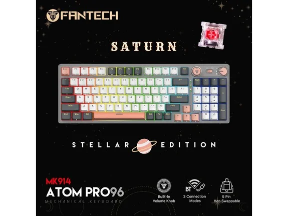 Tastatura mehanička Gaming Fantech MK914 RGB Atom PRO96 Wireless Saturn (red switch)