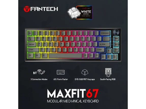 Tastatura mehanička Gaming Fantech MK858 RGB Maxfit67 crna (white switch)