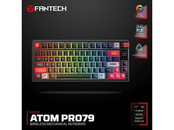 Tastatura mehanička Gaming Fantech MK917 RGB Atom PRO79 Wireless crna (Red switch)