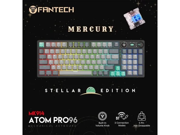 Fantech Tastatura mehanička Gaming MK914 RGB Atom PRO96 Wireless Mercury (blue switch)